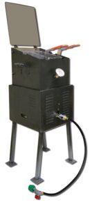 Deluxe Multi-Purpose Outdoor Cooker Package with Black Steel "V" Bottom ...