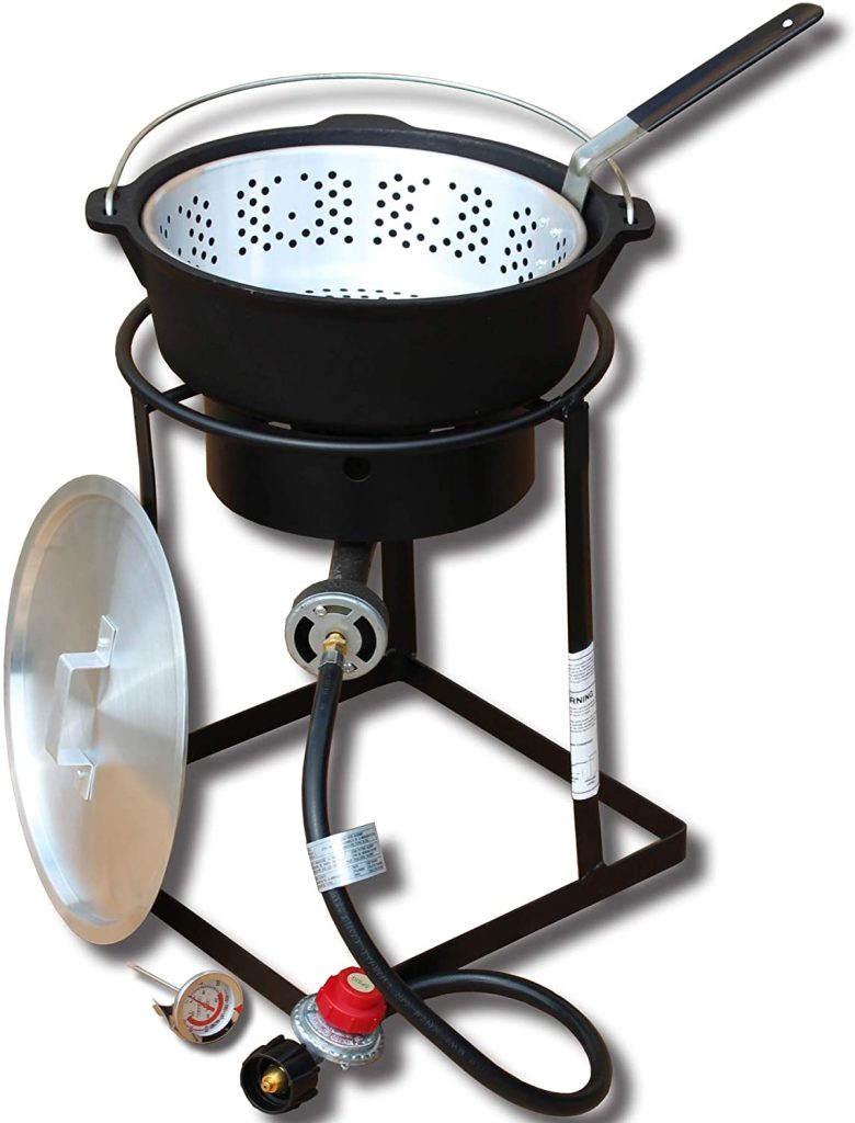 16" Welded Propane Outdoor Cooker Package with Cast Iron Pot - Metal ...
